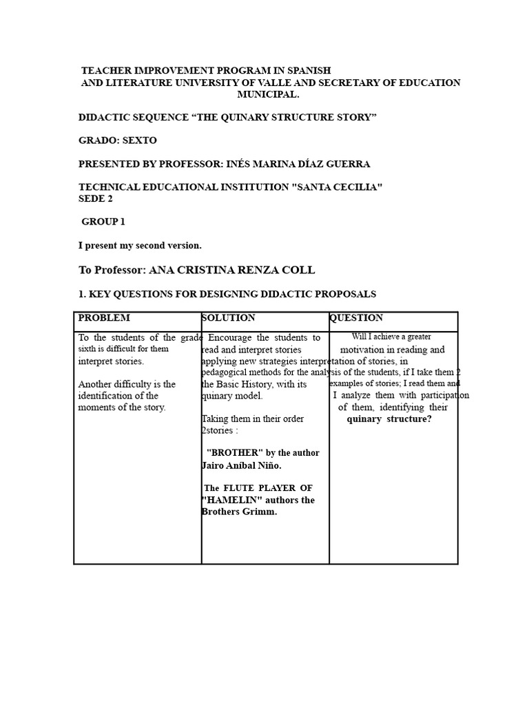 didactic sequence the story | PDF | Narrative | Curriculum