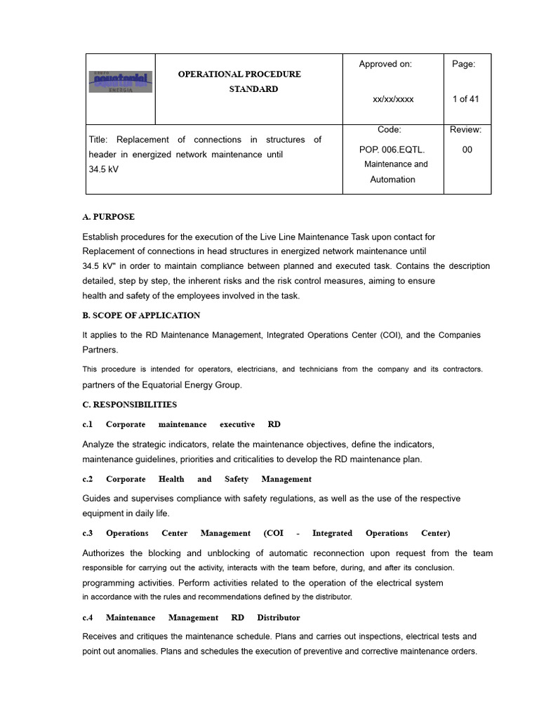 POP.006.EQTL - Maintenance and Automation - Replacement of Connections ...