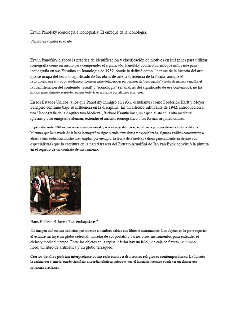 Análisis de la Iconología de Panofsky | PDF | Historia del Arte | Las artes