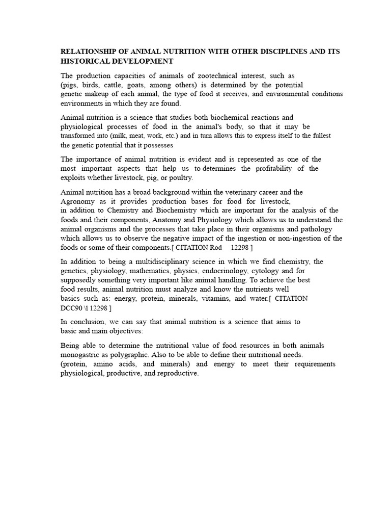 Animal Nutrition and Its Disciplines | PDF | Nutrition | Diet & Nutrition