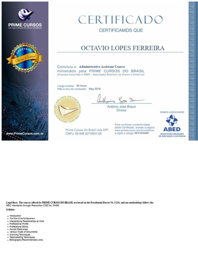 Administrative Assistant Certificate | PDF
