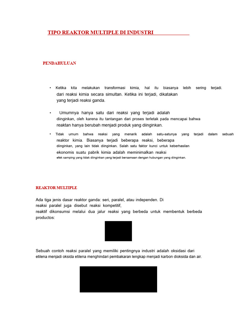 Jenis Reaktor Multiple Dalam Industri Reaksi | PDF