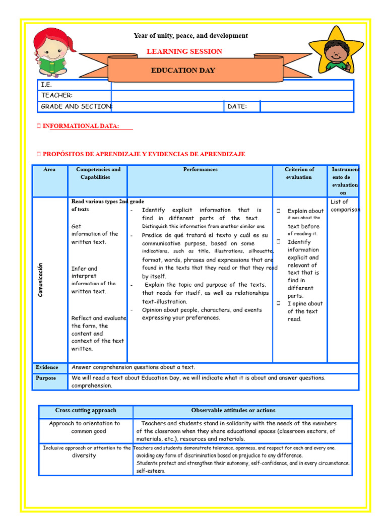 2nd E1 S3 SESSION D4 READING PLAN EDUCATION DAY | PDF | Reading ...