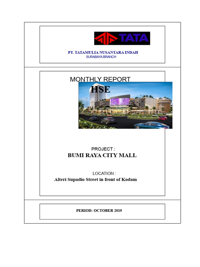 1 Monthly HSE Cover Report | PDF | Occupational Safety And Health | Workplace