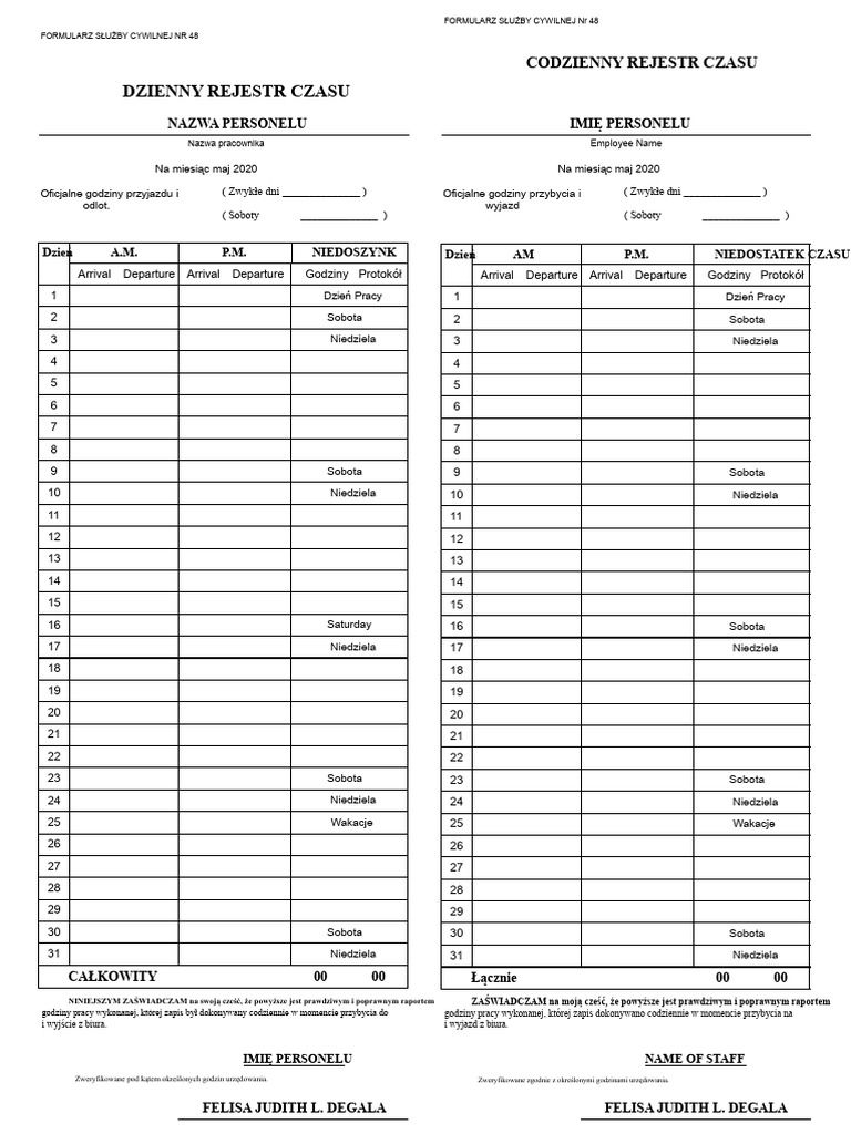 Blank DTR - Maj 2020 | PDF