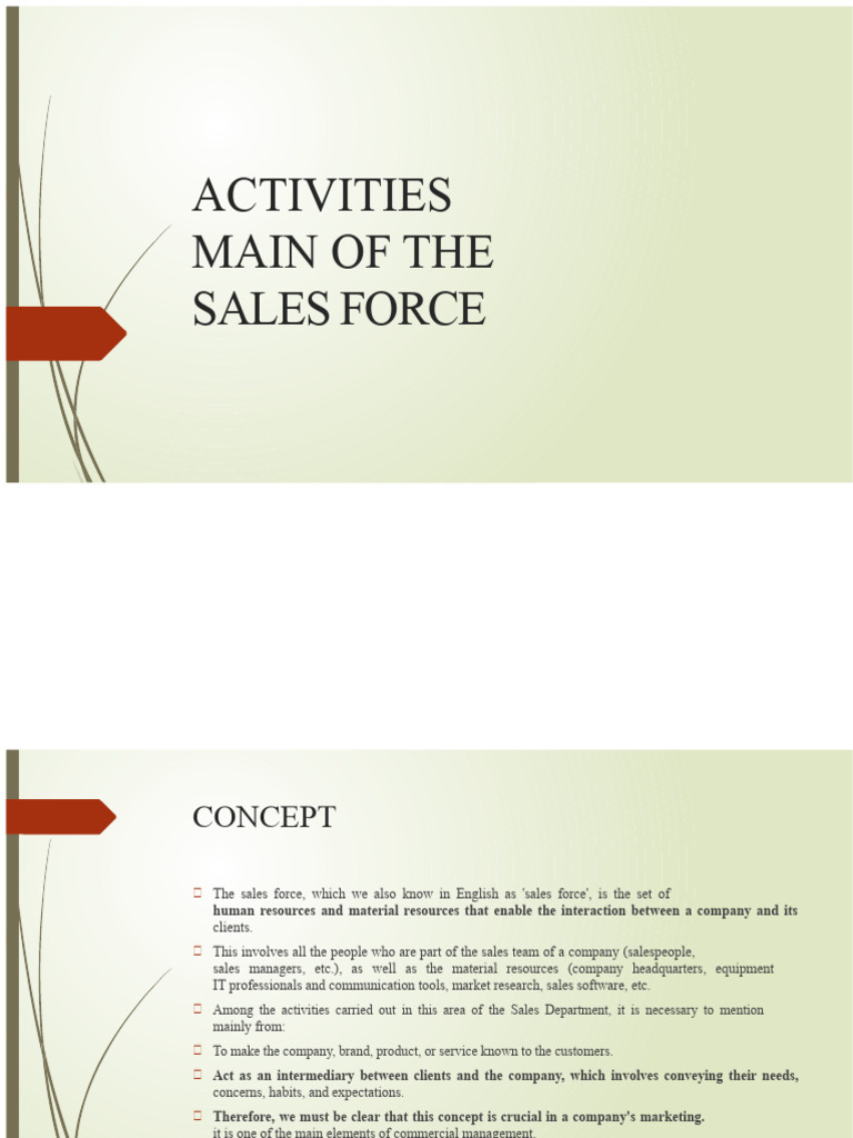 Main Activities of The Sales Force | PDF | Sales | Marketing