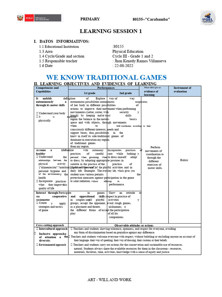 Traditional Games Learning Session | PDF | Learning