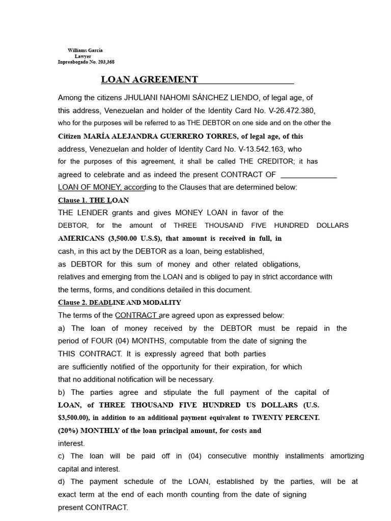 Loan Agreement With Collateral | PDF | Loans | Debtor