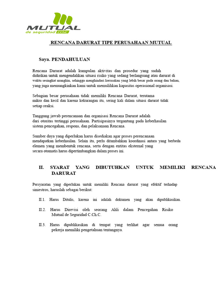 Rencana Darurat Perusahaan Mutual | PDF