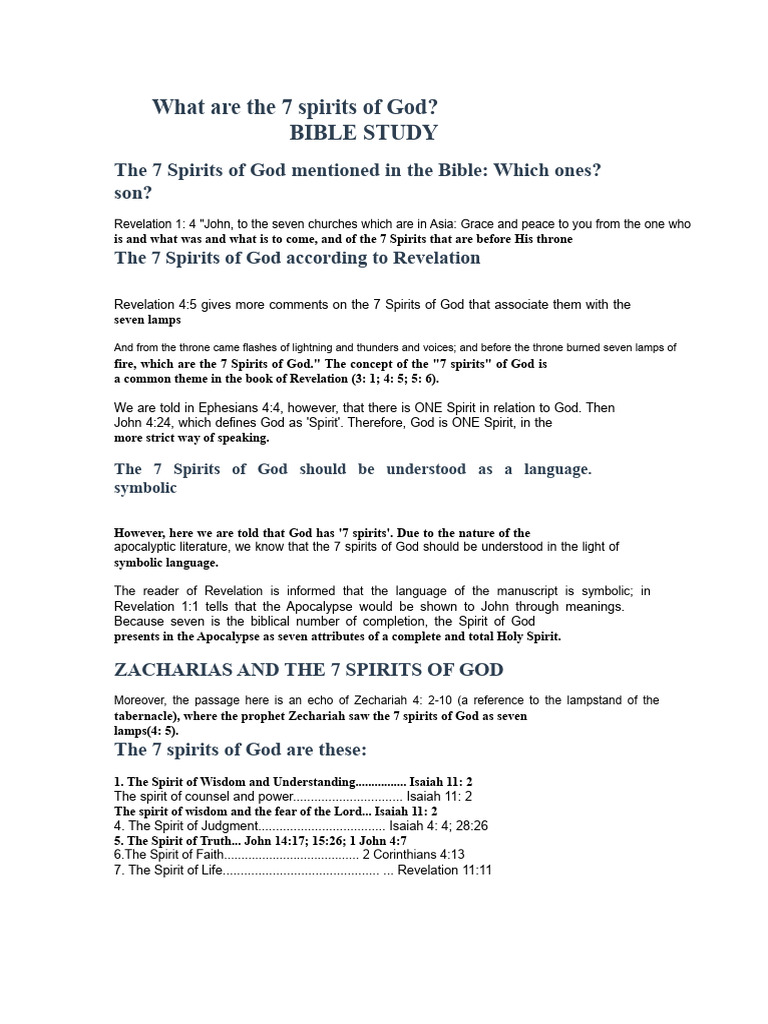 Understanding the 7 Spirits of God | PDF | God | Book Of Revelation