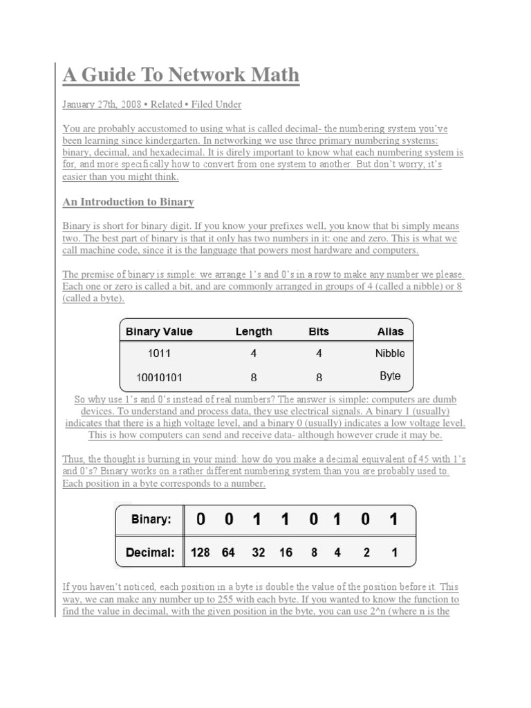 A Guide To Network Math | PDF | Byte | Notation