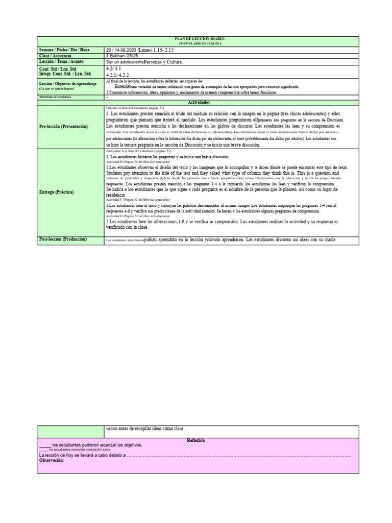 LP Semana 20 Formulario 4 | PDF | Aprendizaje