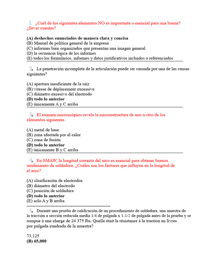 Examen Cwi Con Respuestas (103 Preguntas) | PDF | Soldadura | Construcción