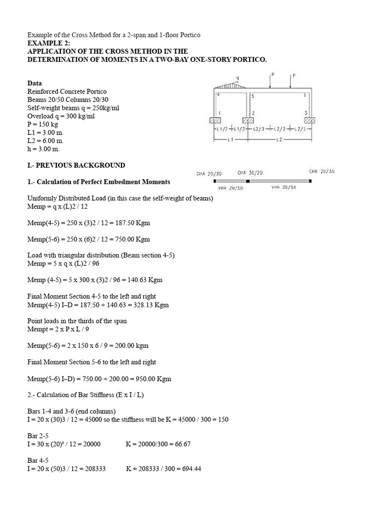 Example of The Cross Method For A 2-Bay and 1-Story Portal | PDF | Beam ...
