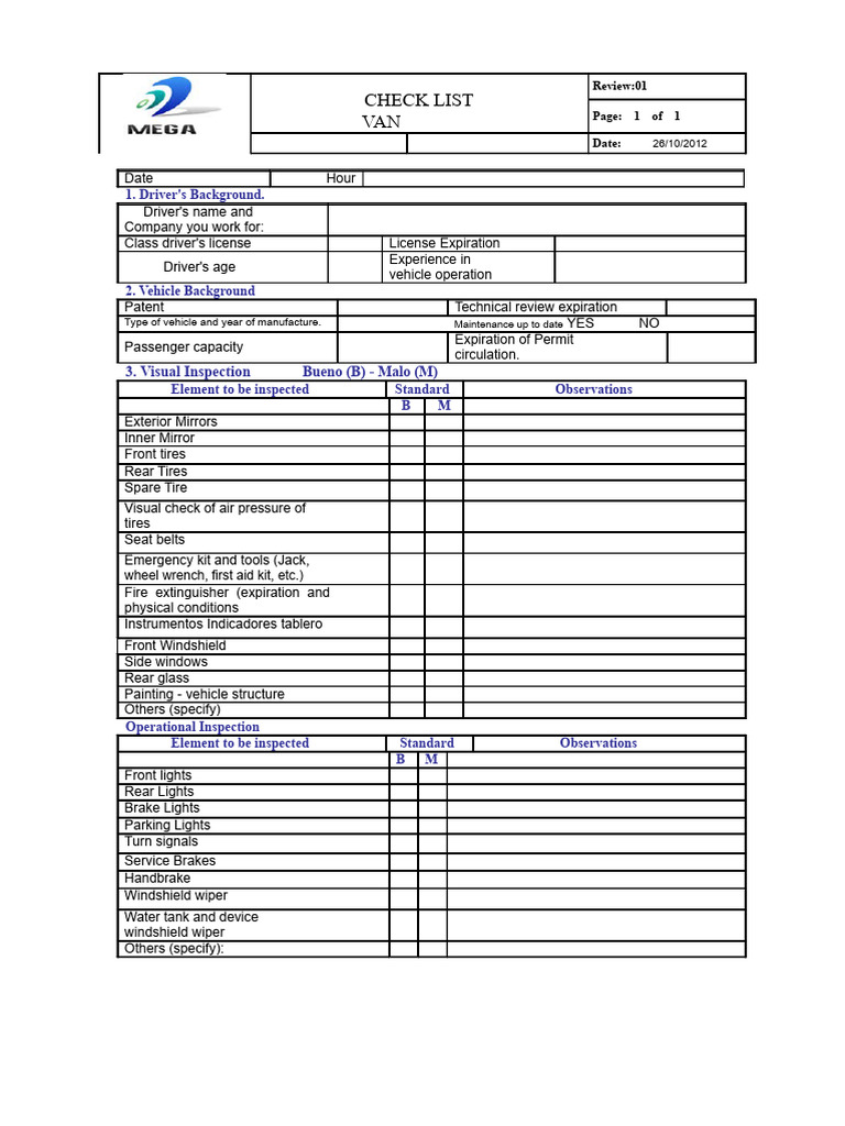 Pickup Truck Checklist | PDF