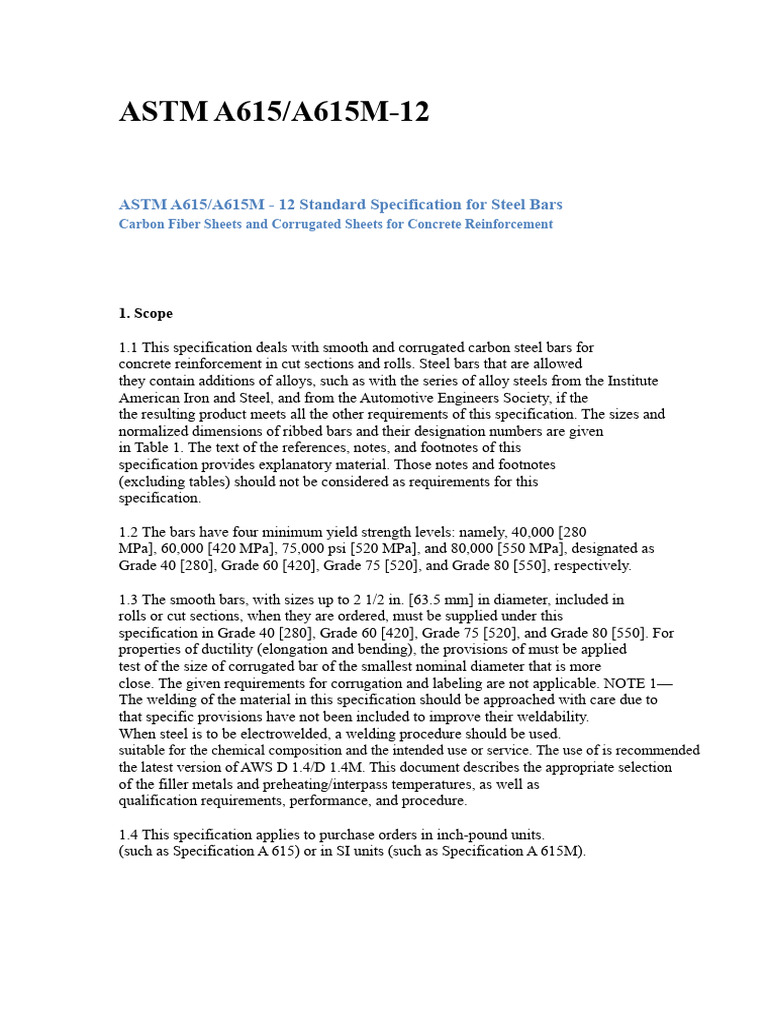 ASTM A615 Standard for Steel Bars | PDF | Mechanical Engineering ...