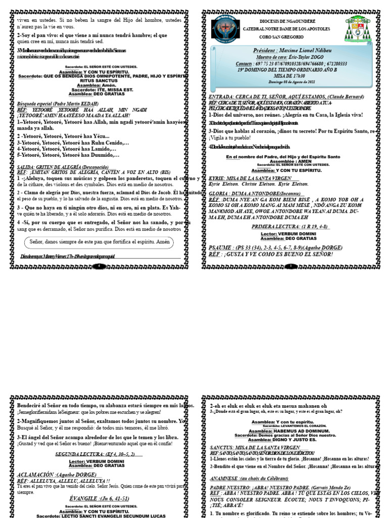 Folleto-Cantos-Catedral 19º DIM TOB | PDF