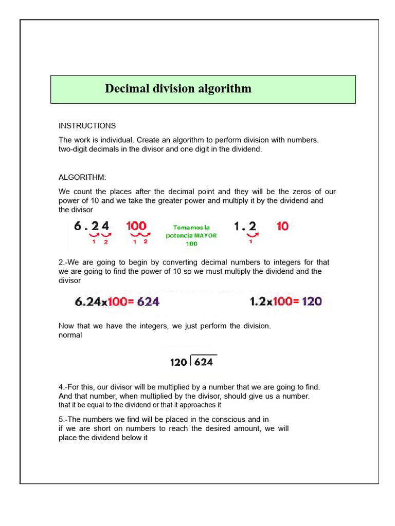 Decimal Division Algorithm | PDF