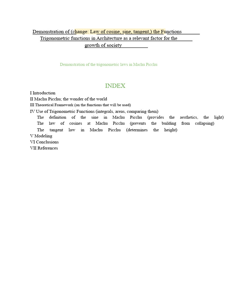 Mathematical Exploration Machu Picchu | PDF | Trigonometric Functions ...