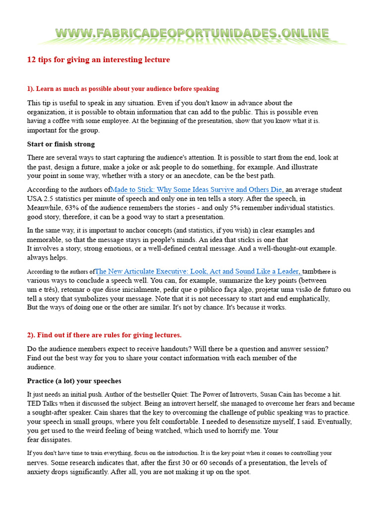 12 Tips For Making An Interesting Presentation PDF | PDF | Mind | Breathing