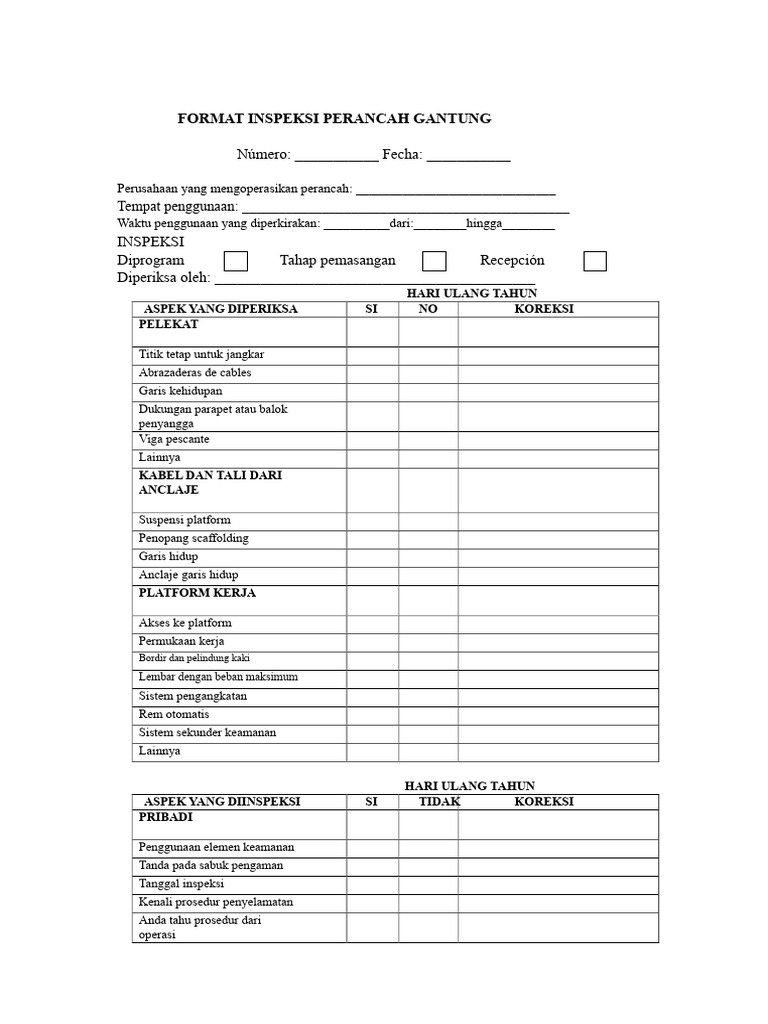 Panduan Inspeksi Perancah Gantung | PDF