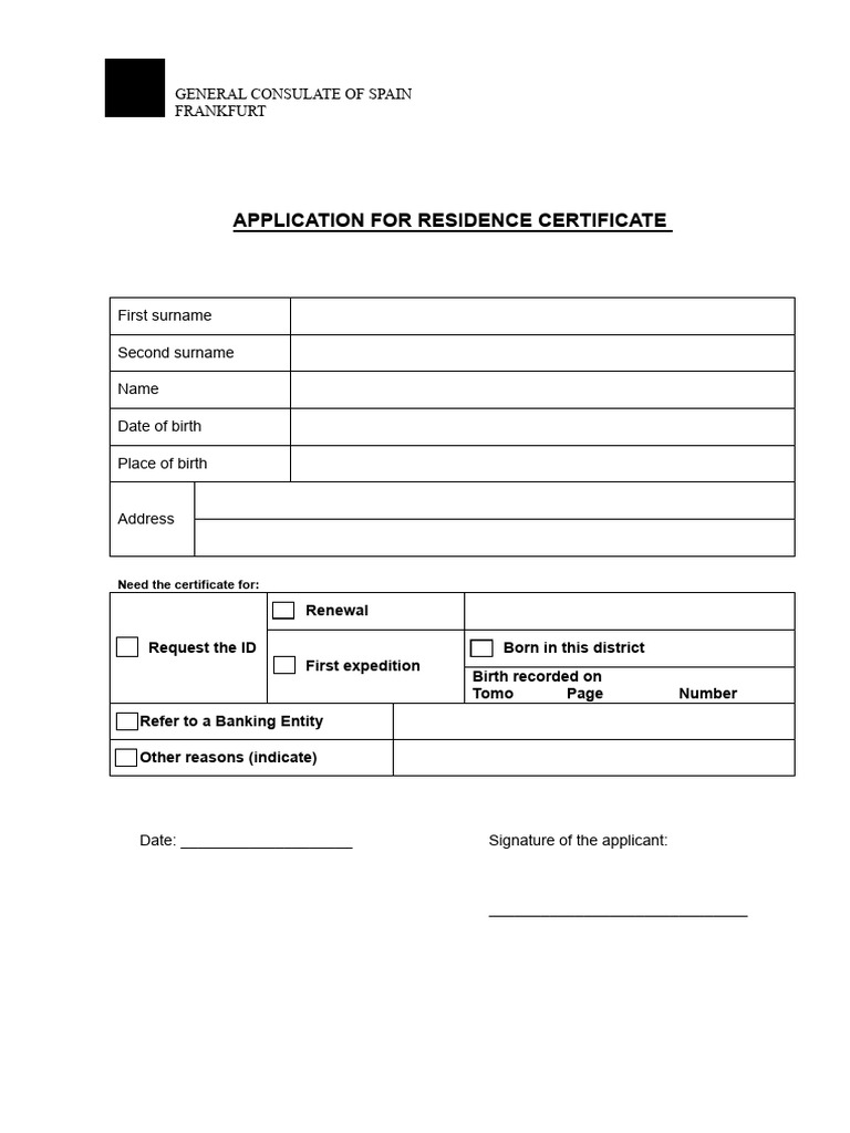 Residence Certificate Application Form | PDF