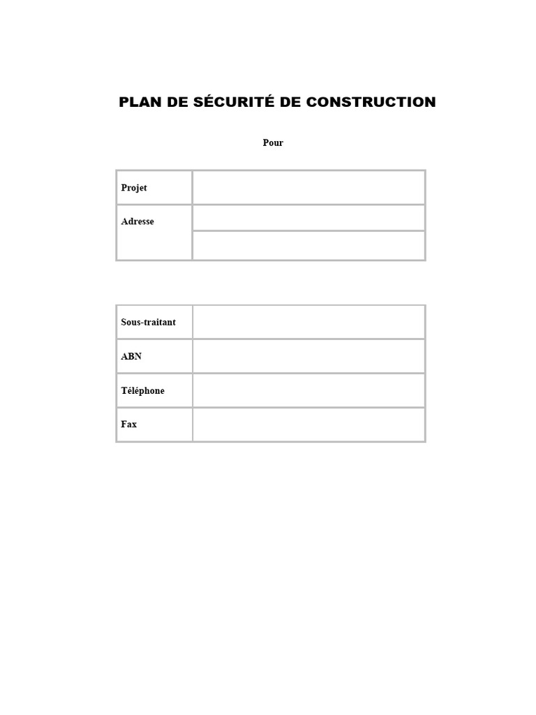 Plan de Sécurité pour Chantier de Construction | PDF | Sécurité ...