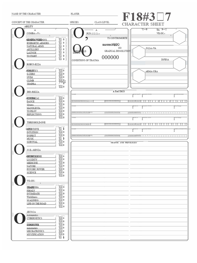 FARSIGHT RPG - ITA - Editable Character Sheet | PDF | Role Playing Games