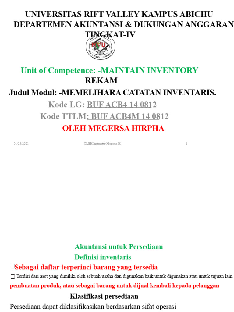 Memelihara Catatan Inventaris | PDF