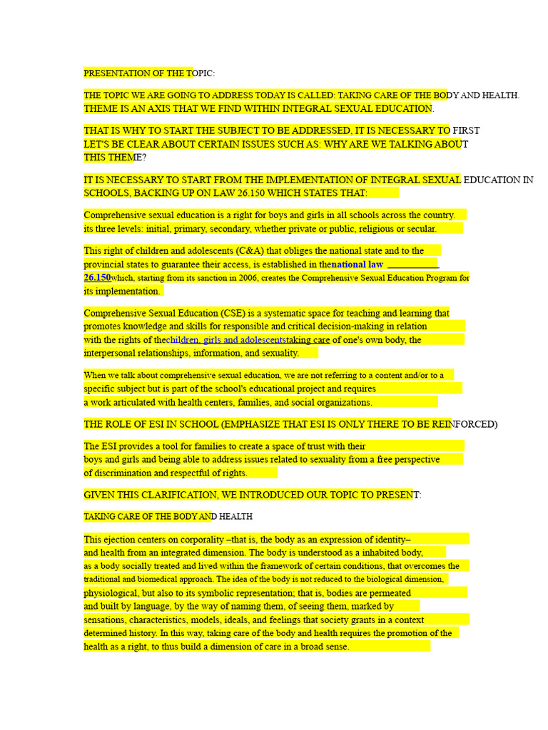 Lesson Plan (ESI) | PDF | Sex Education | Health Promotion