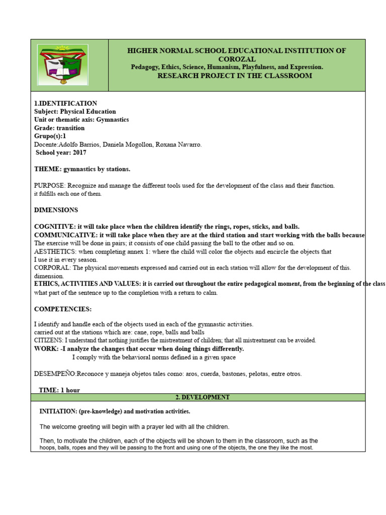 Gymnastics Stations Lesson Plan | PDF | Learning | Cognition