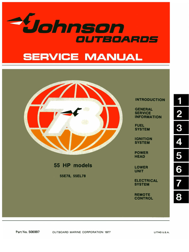 Manual de Servicio Johnson 55 HP 1978 | PDF | Caballo de fuerza | Motores
