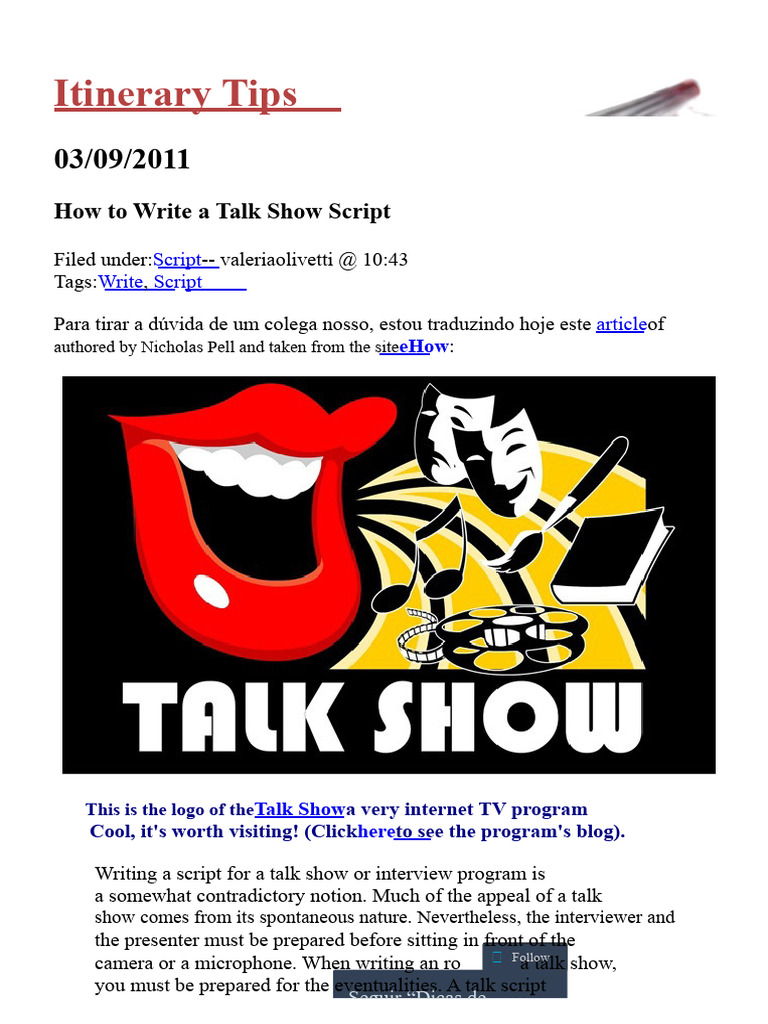 Talk Show Script Writing Guide | PDF