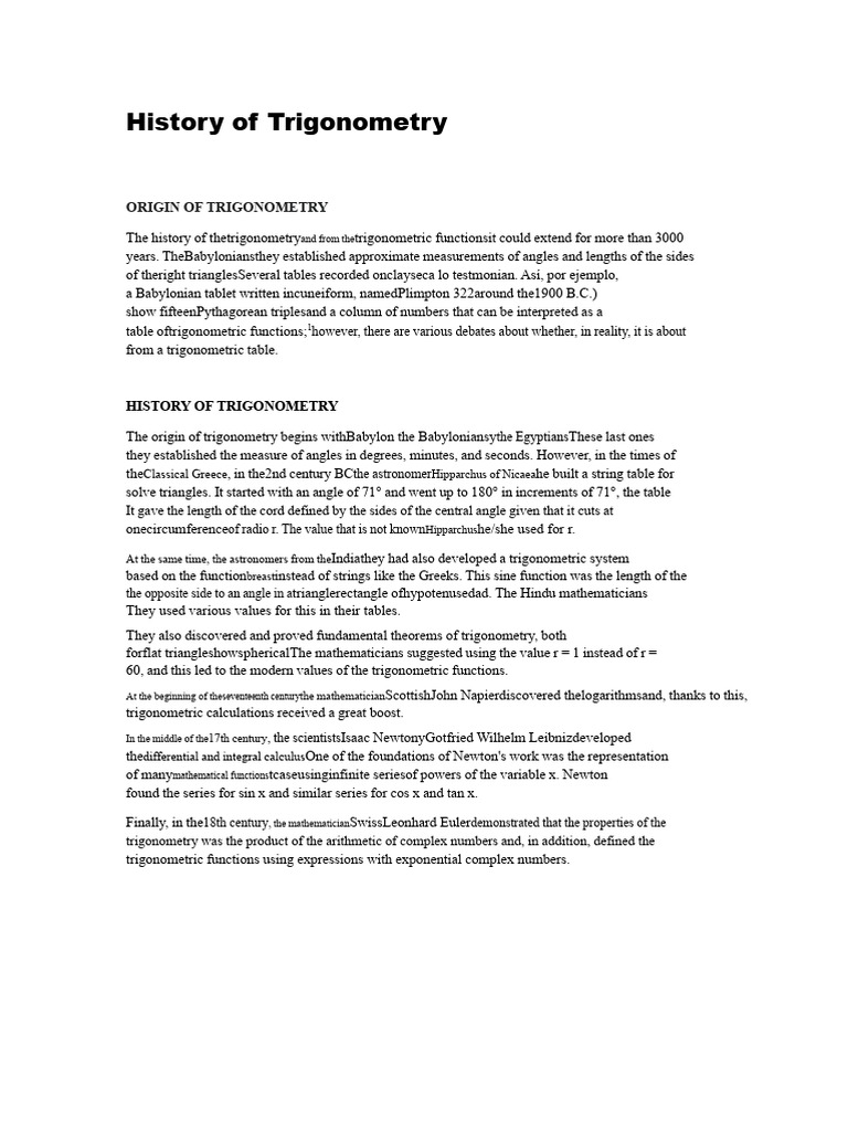 Trigonometry's Historical Development | PDF | Trigonometry ...