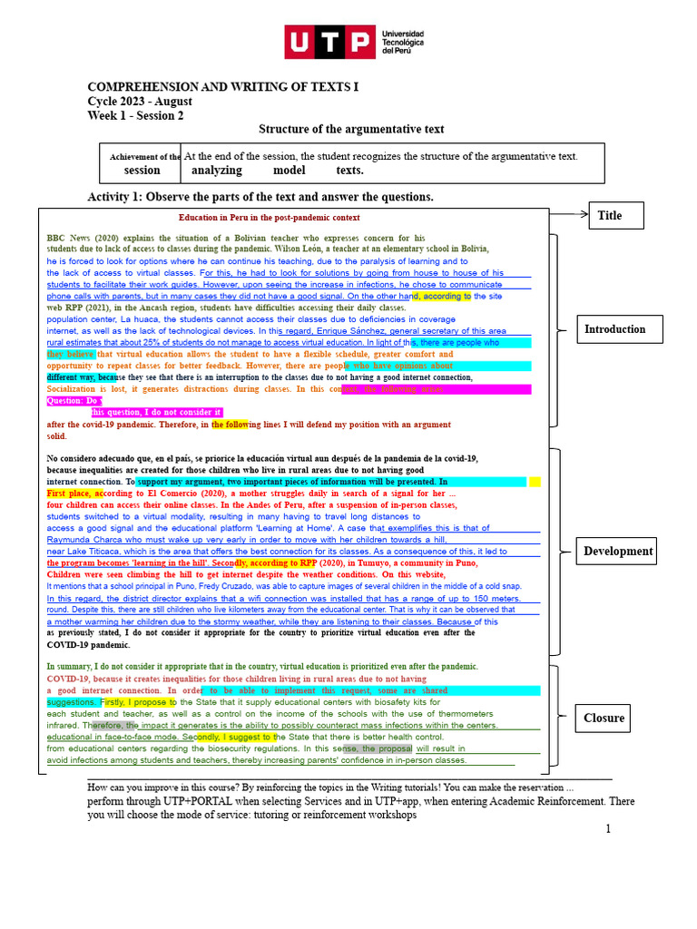Structure of Argumentative Texts Explained | PDF | Argument ...