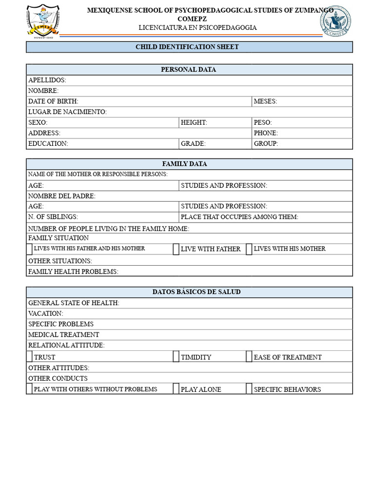 Identification Sheet 01 | PDF