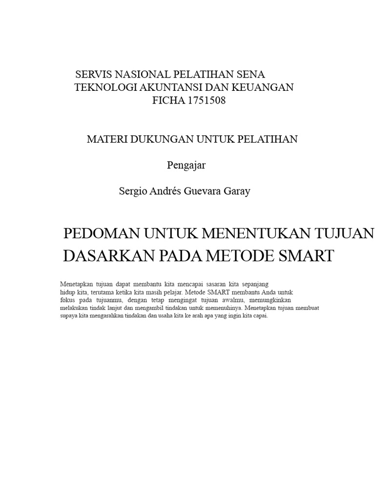 Metode SMART untuk Menetapkan Tujuan | PDF