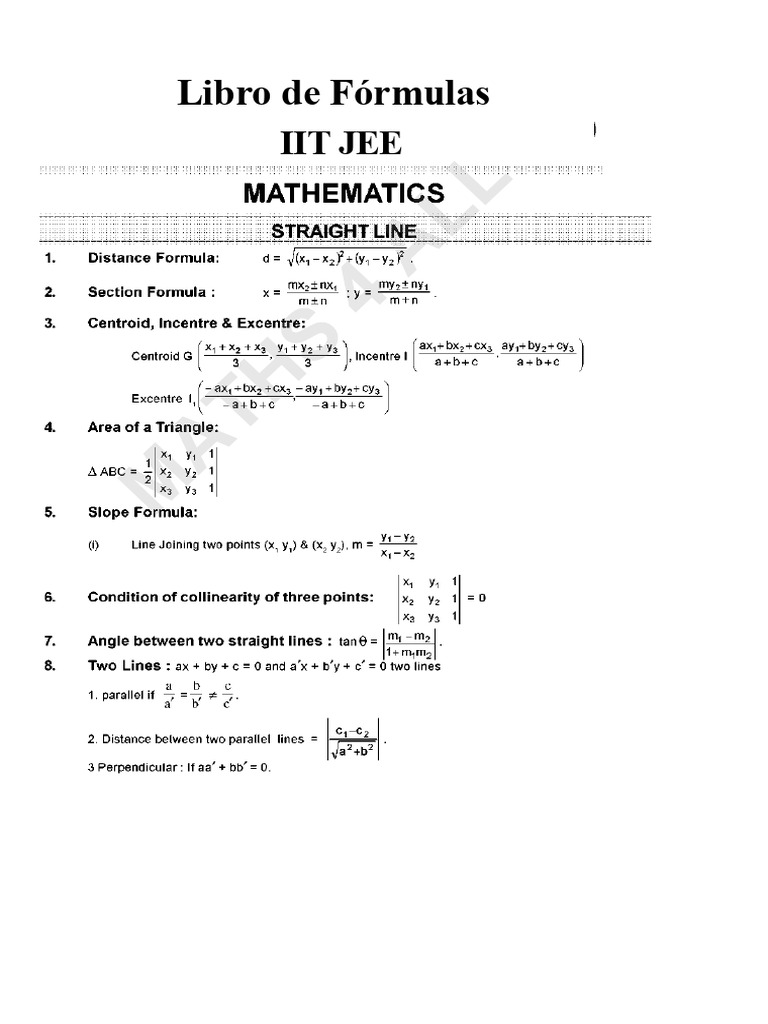 Libro de Fórmulas para IIT JEE | PDF