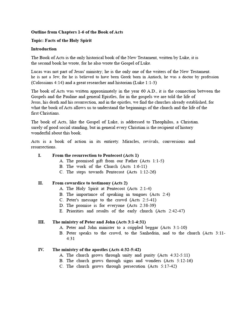 Holy Spirit Insights in Acts 1-6 | PDF | Acts Of The Apostles | Jesus
