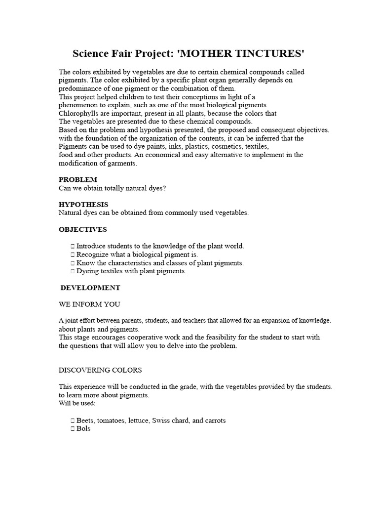Science Fair Project | PDF | Dyeing | Textiles