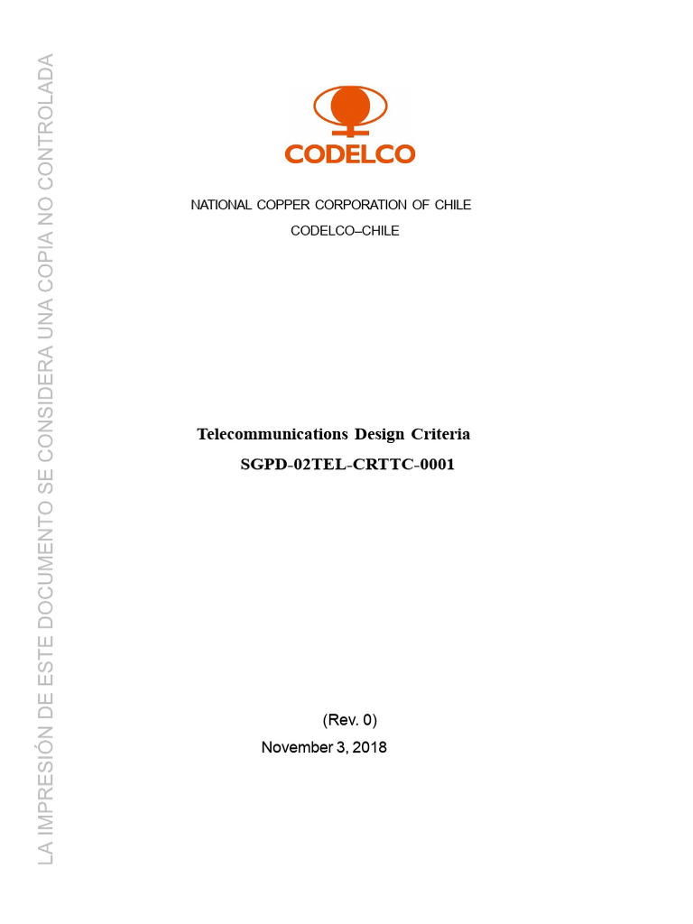 Sgpd-02tel-Crttc-0001 Telecommunications Design Criterion | PDF ...