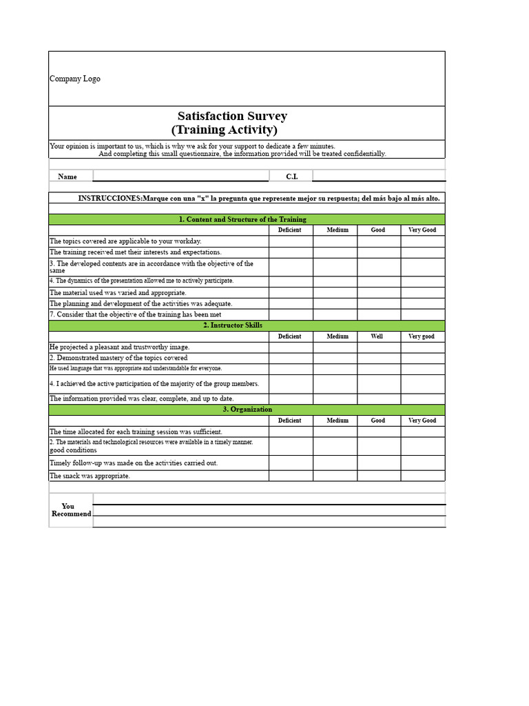 Training Survey | PDF