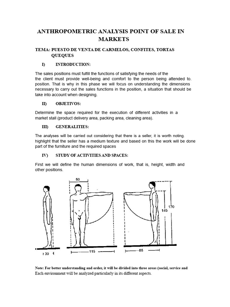 Anthropometric Analysis for Market Stalls | PDF | Anthropometry | Chair