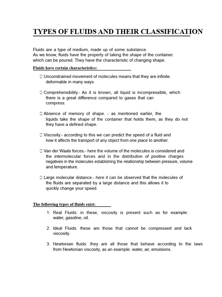 Types of Fluids and Their Classification PDF | PDF | Viscosity | Fluid
