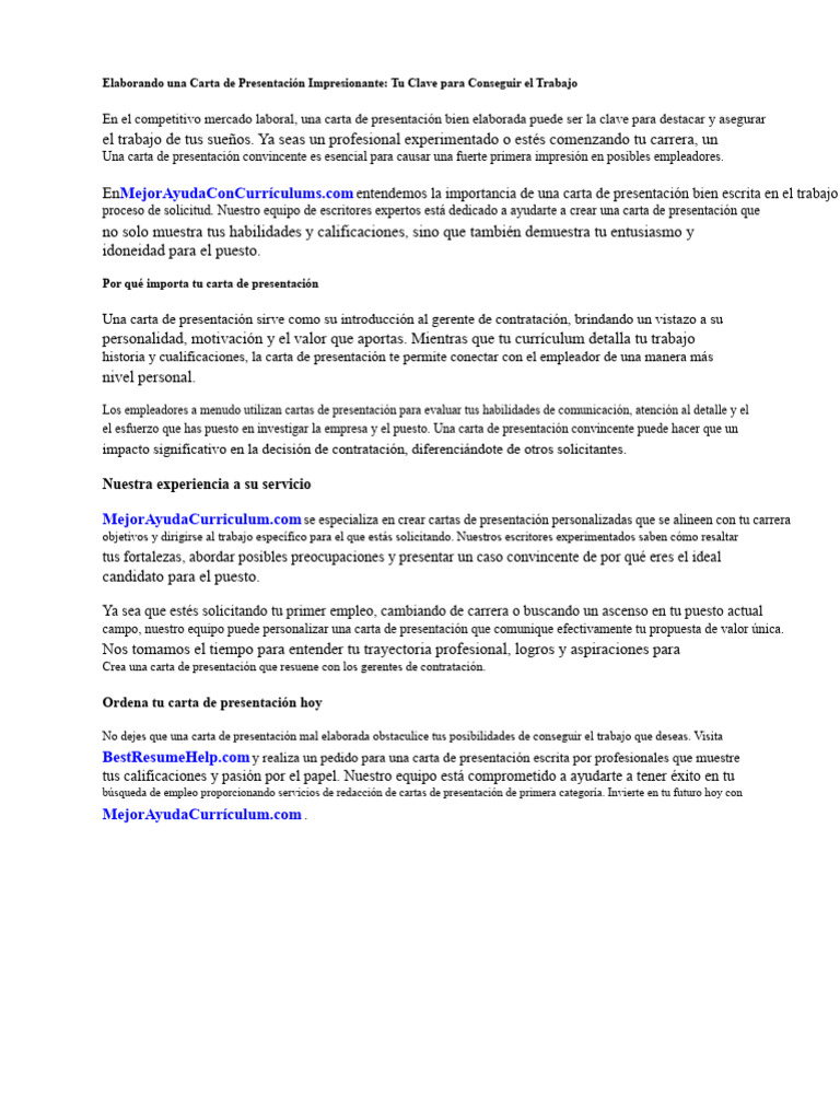Carta de Presentación para Solicitud de Empleo en Alemania | PDF | La ...