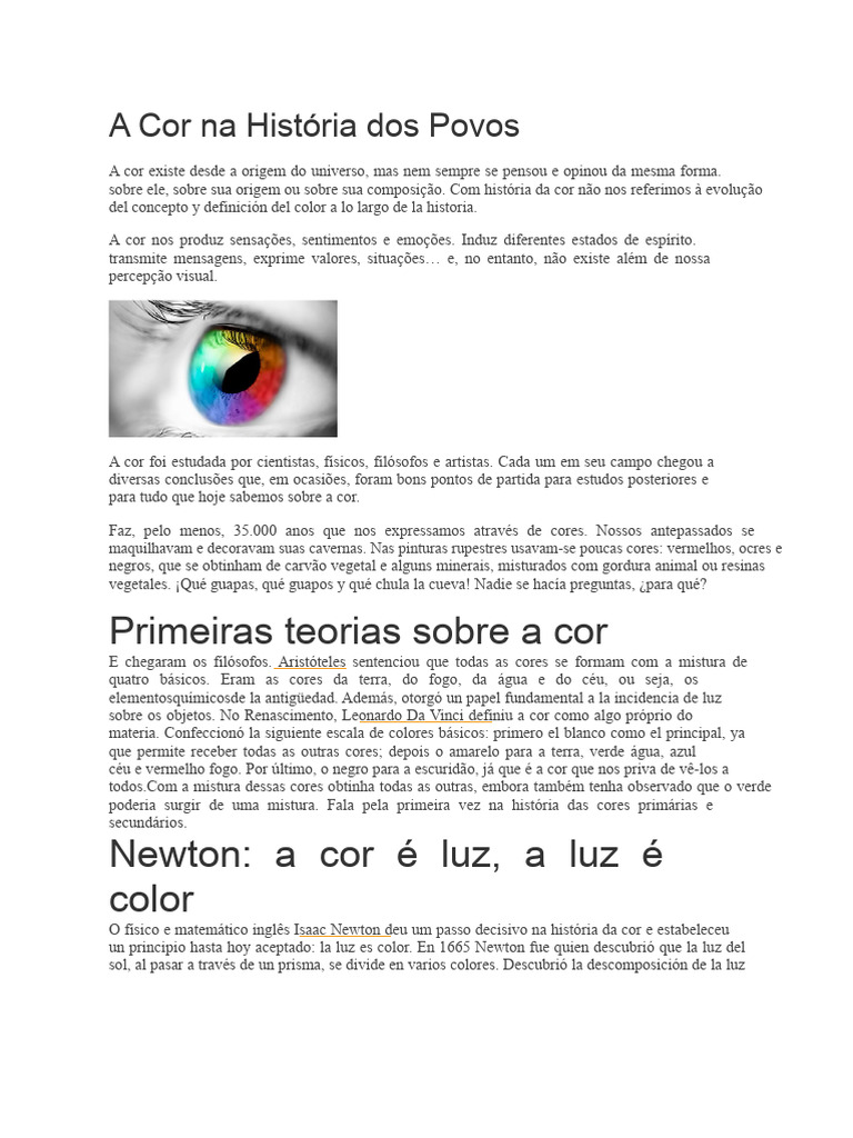 A Evolução da Cor e do Desenho na História | PDF | Cor | Desenho