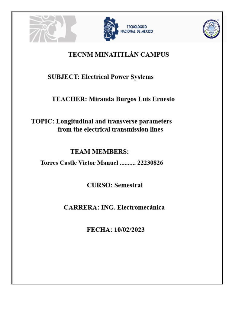 The Longitudinal and Transverse Parameters of Electric Transmission ...