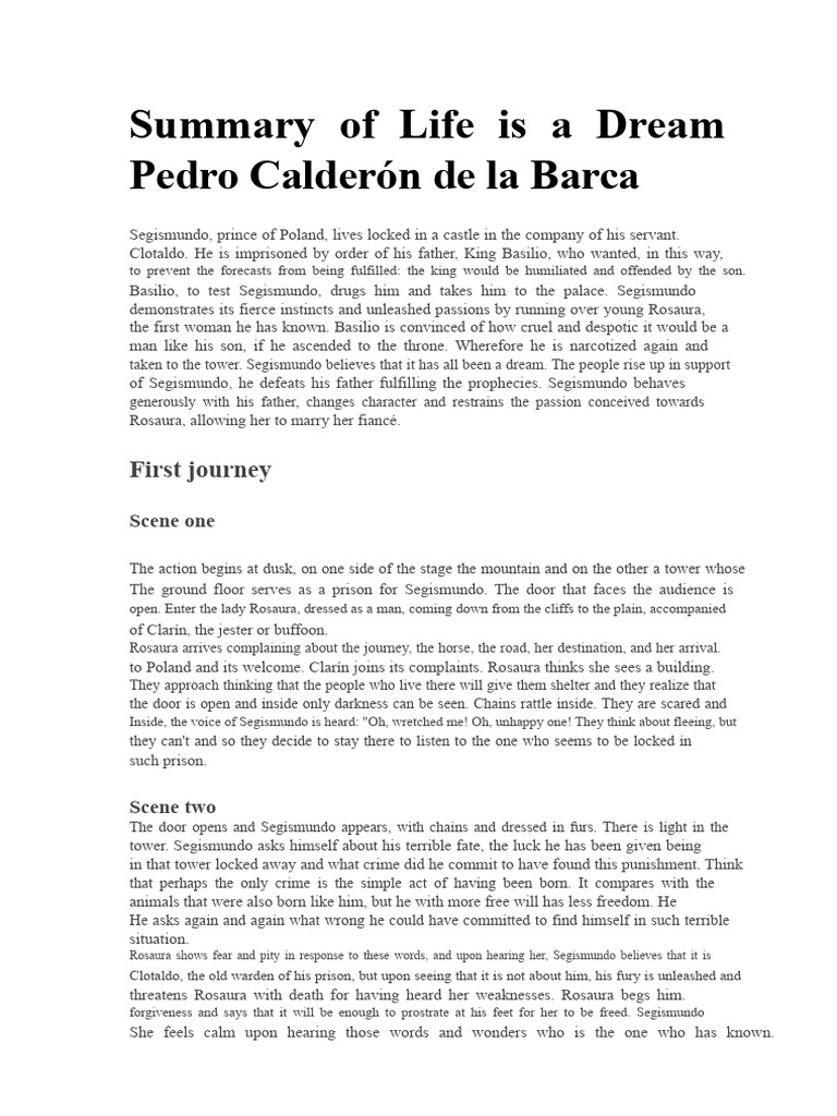 Summary of Life Is A Dream | PDF