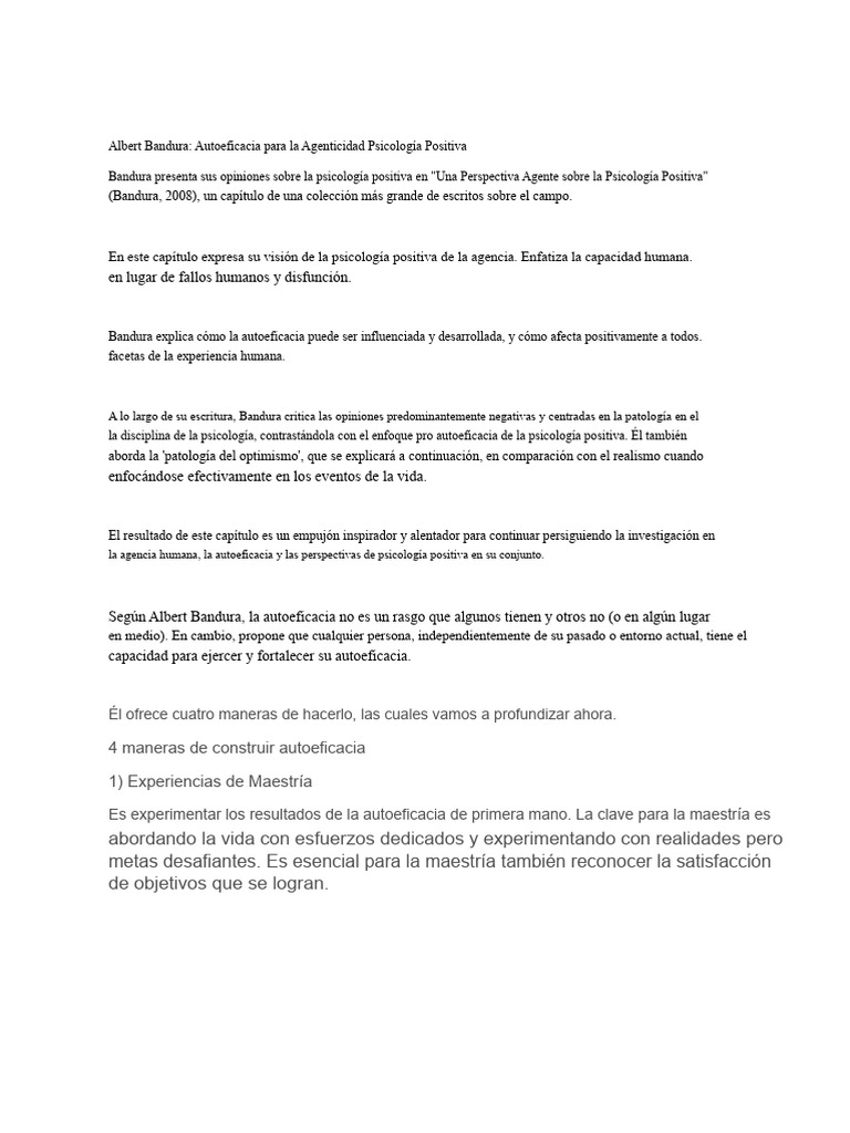 Autoeficacia de Albert Bandura | PDF | Autoeficacia | Motivacional