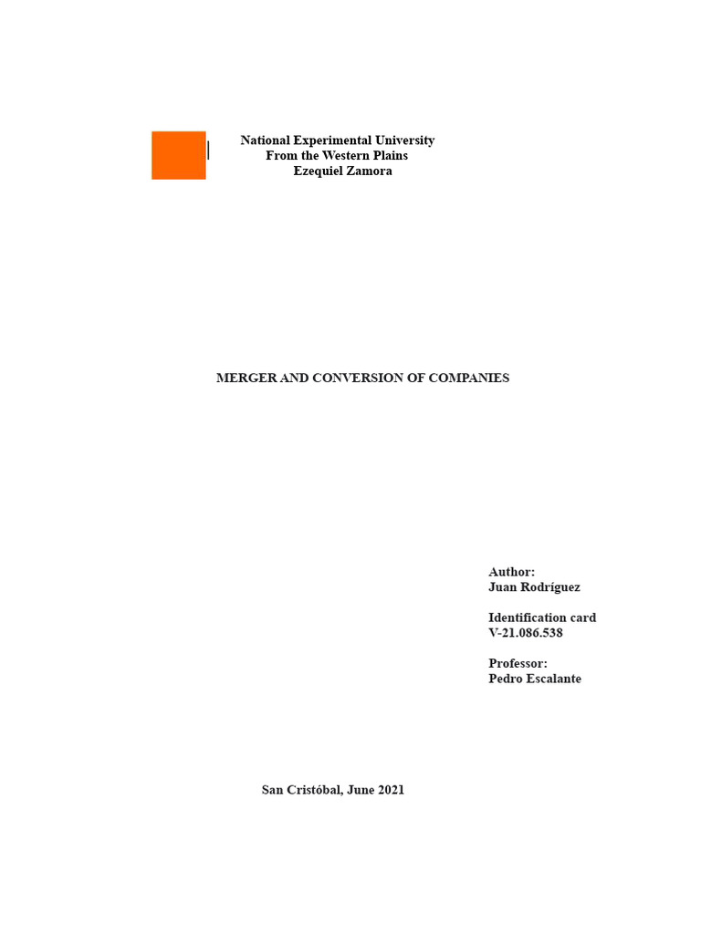 Merger and Conversion of Companies | PDF | Mergers And Acquisitions ...